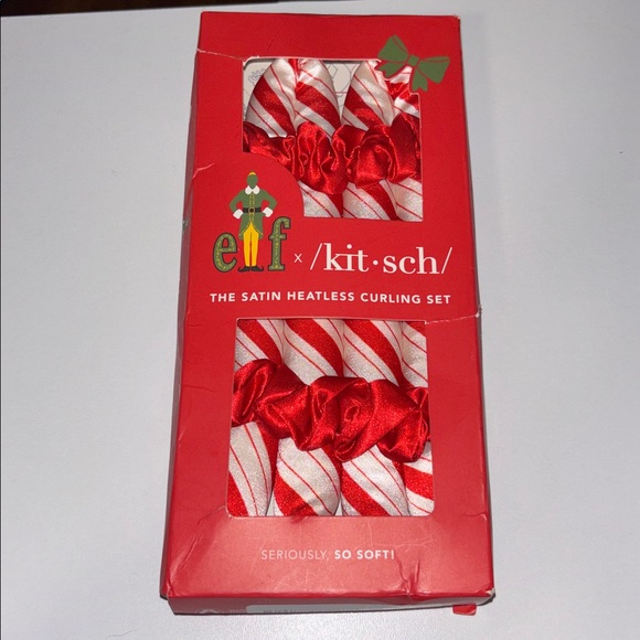 Kitsch | Hair | Kitsch X Elf Collab Red And White Satin Heatless ...